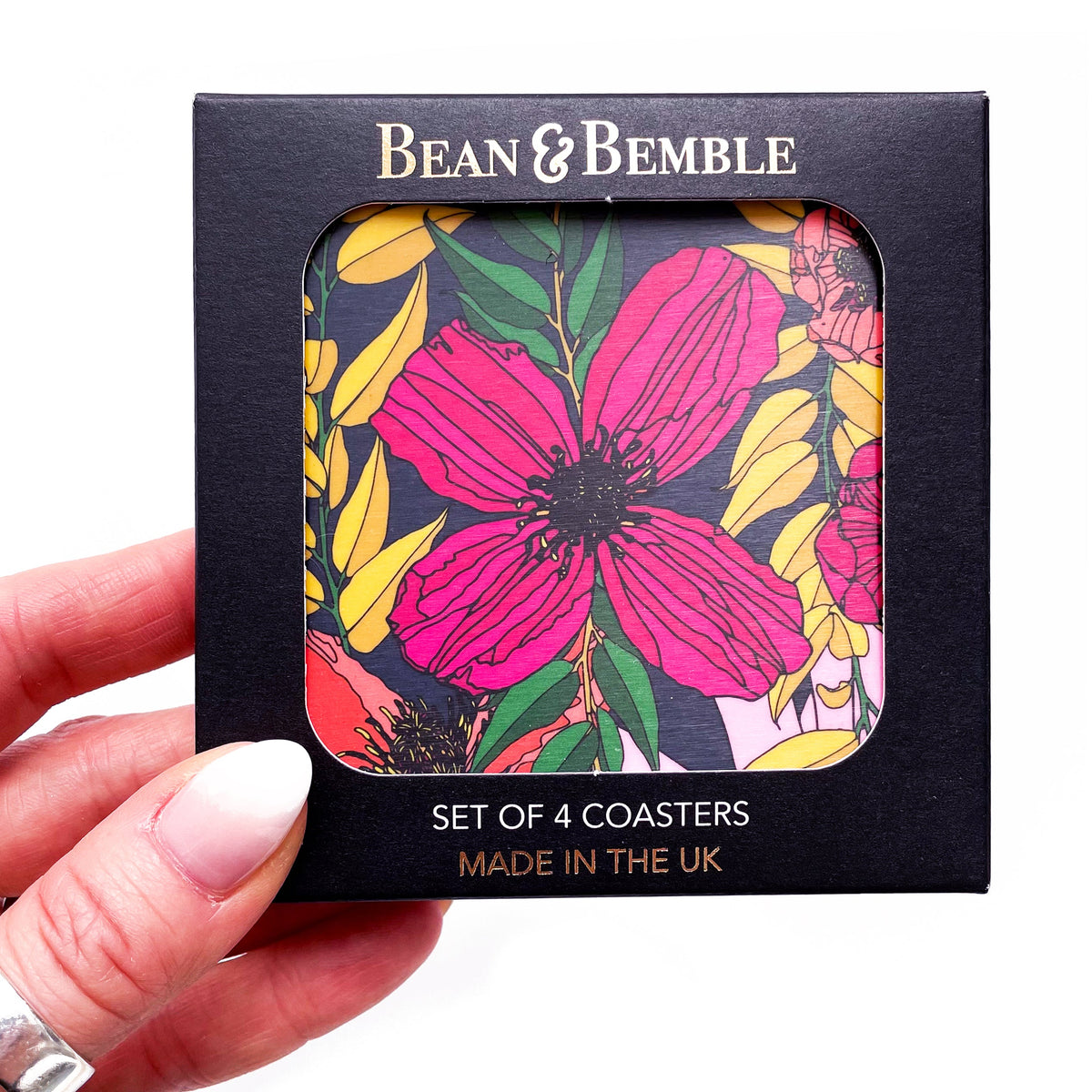 Boxed Coaster Sets | Colourful UK-Made Drink Coasters | Bean and Bemble