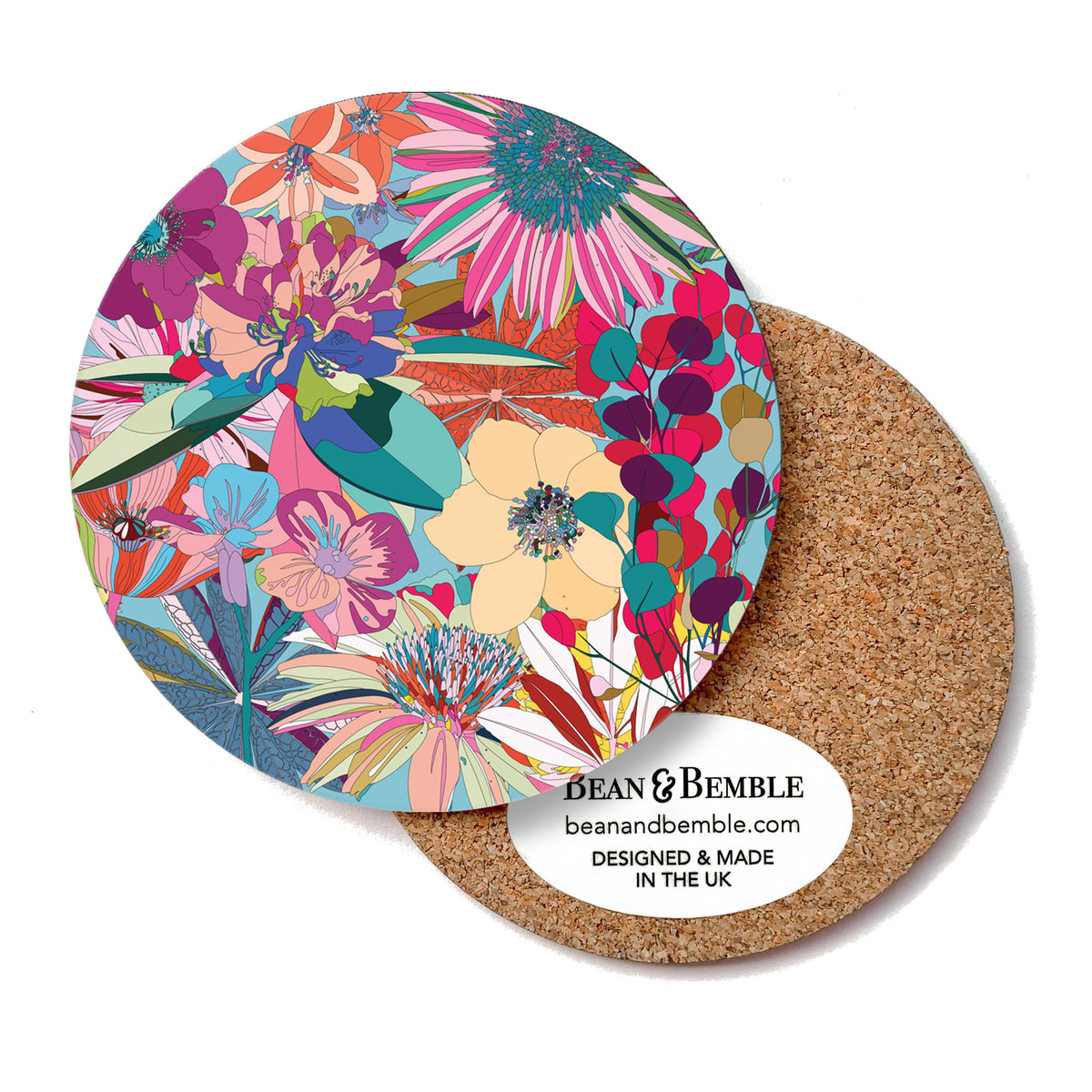 Yorkshire Flowers Coaster | Round UK-Made Floral Design – Bean and Bemble