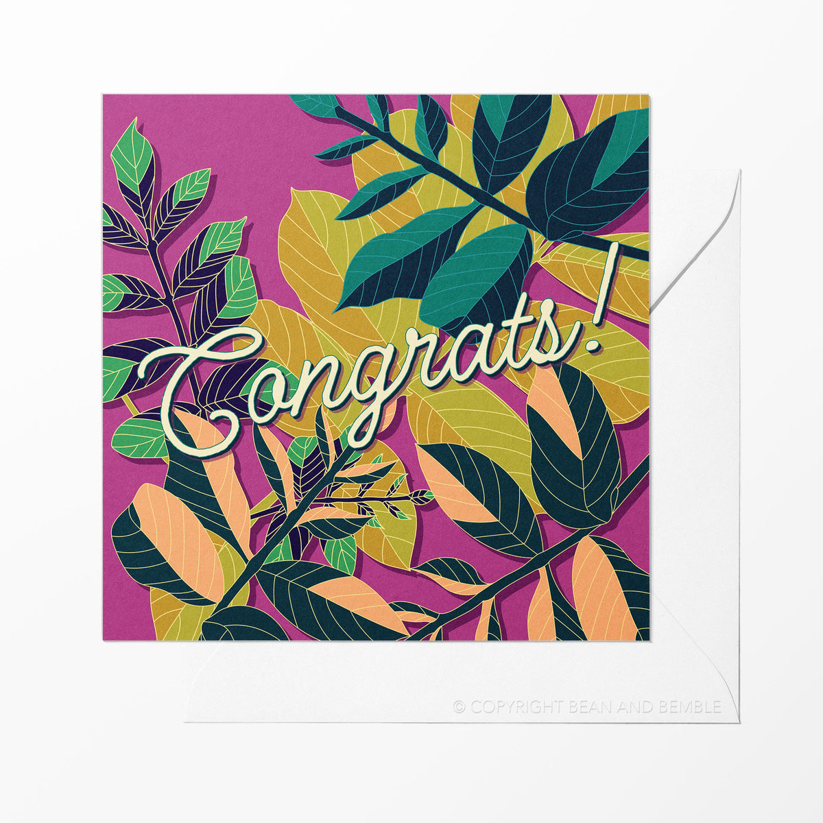 Purple Leaf Congratulations Art Card | Bean and Bemble UK